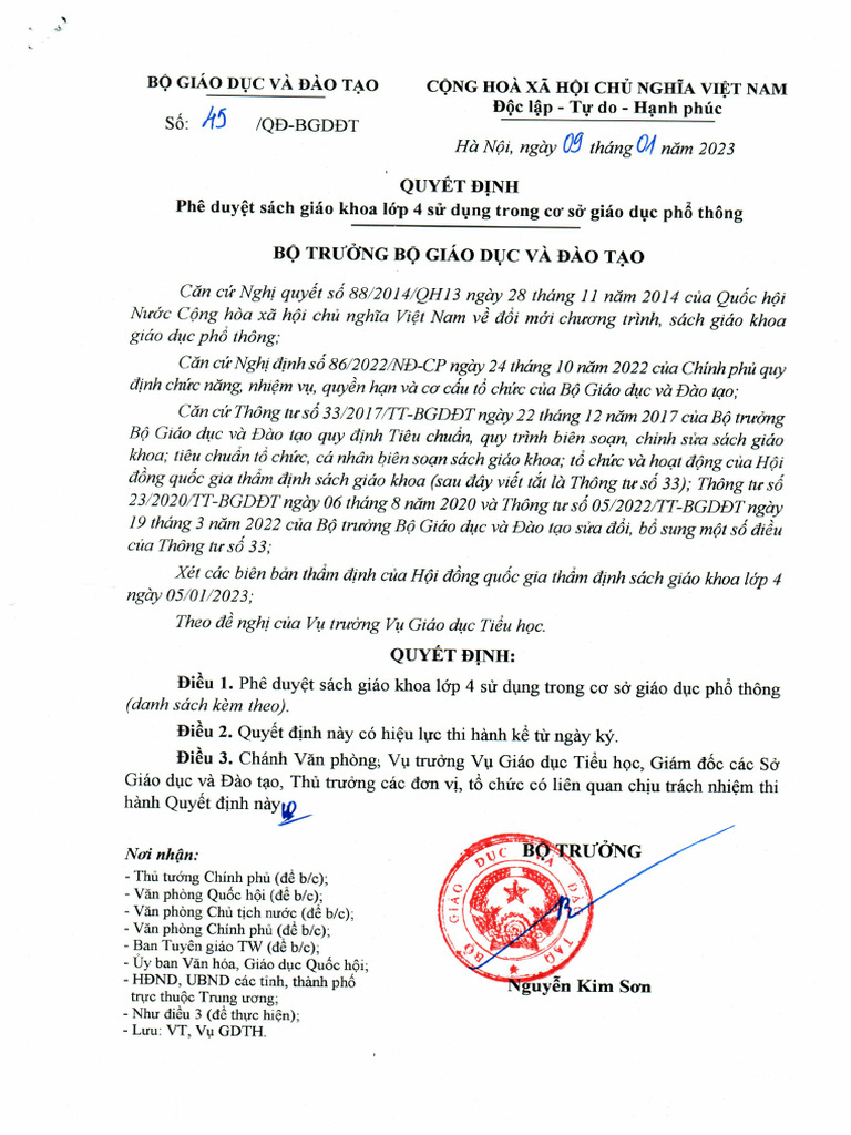 QD 45 Phe Duyet SGK Lop 4 - 78015 2 | PDF