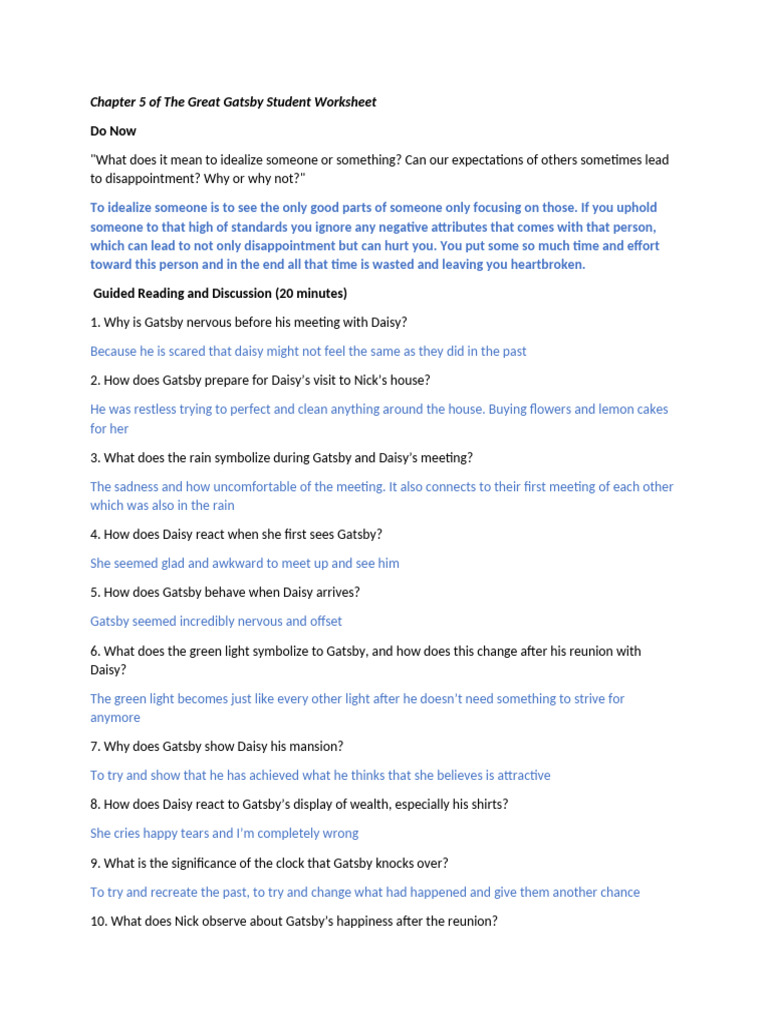 Chapter 5 Themes and Symbols in Gatsby | PDF | The Great Gatsby | Emotions