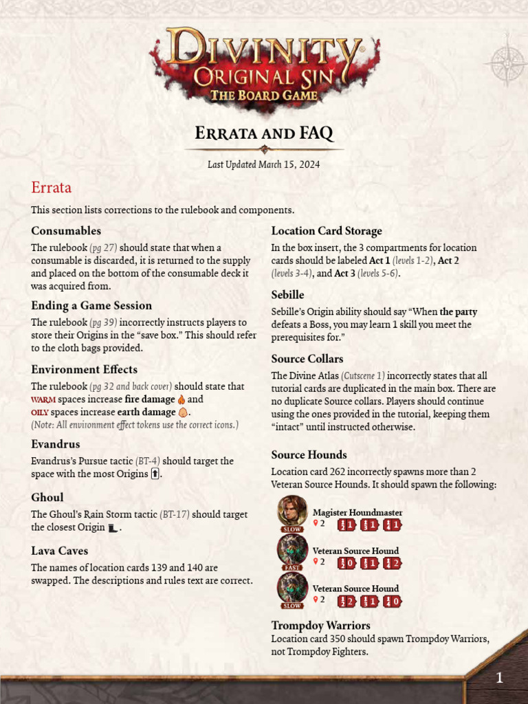 DOS Errata & FAQ 3-15-24 | PDF | Gaming