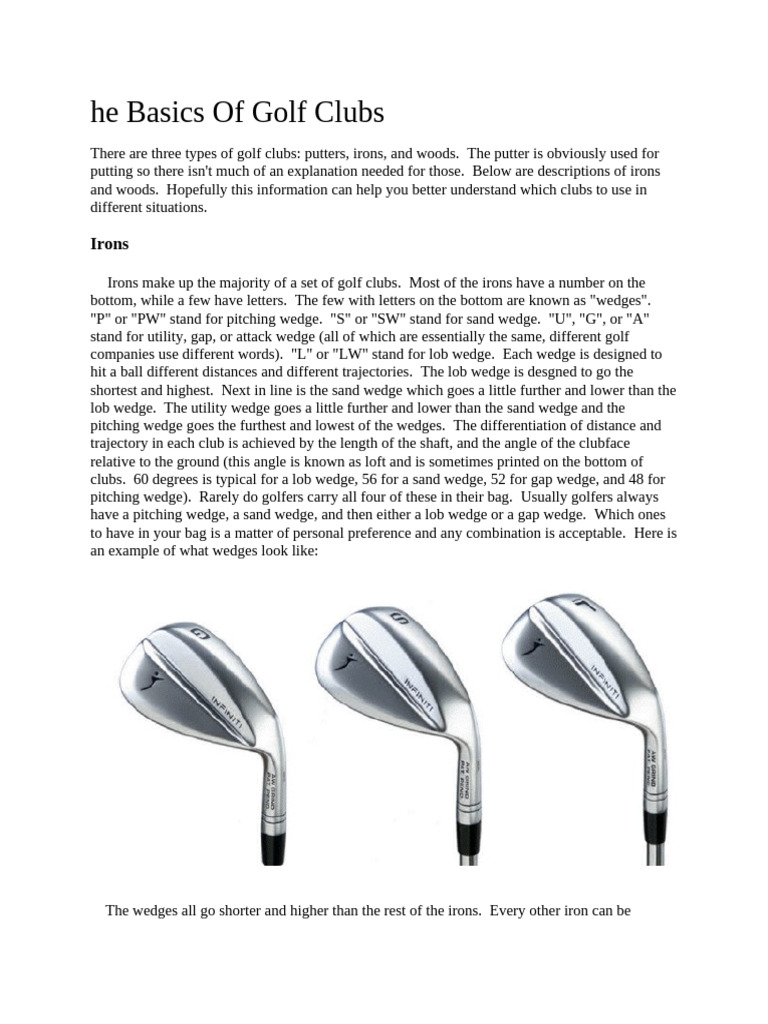 The Basics of Golf Clubs | PDF | Precision Sports | Ball Games