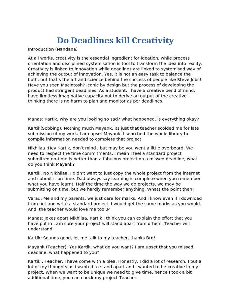 Do Deadlines Kill Creativity | PDF | Creativity | Cognitive Science