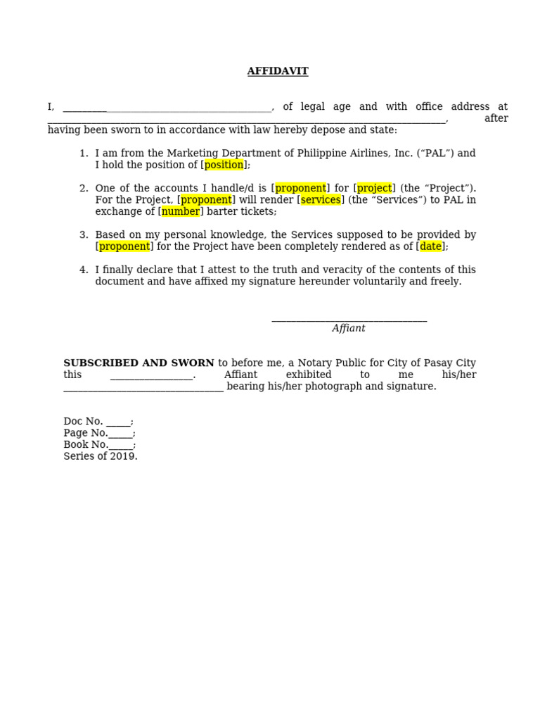 Annex A - Template Affidavit | PDF