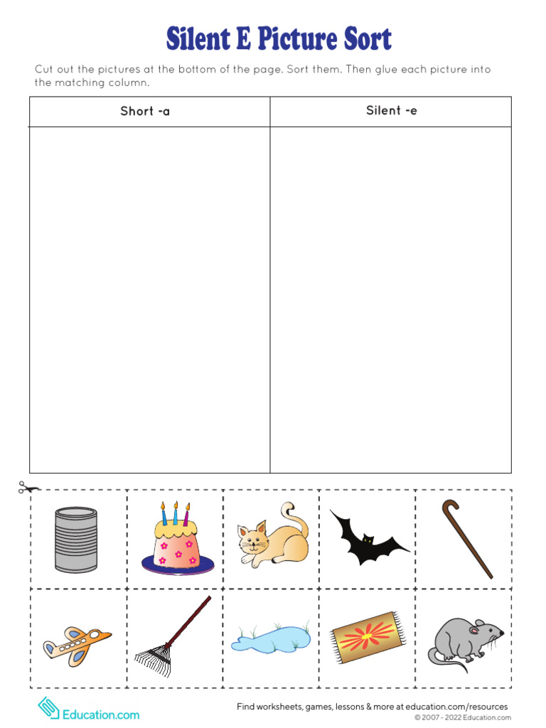 Silent e Picture Sort | PDF