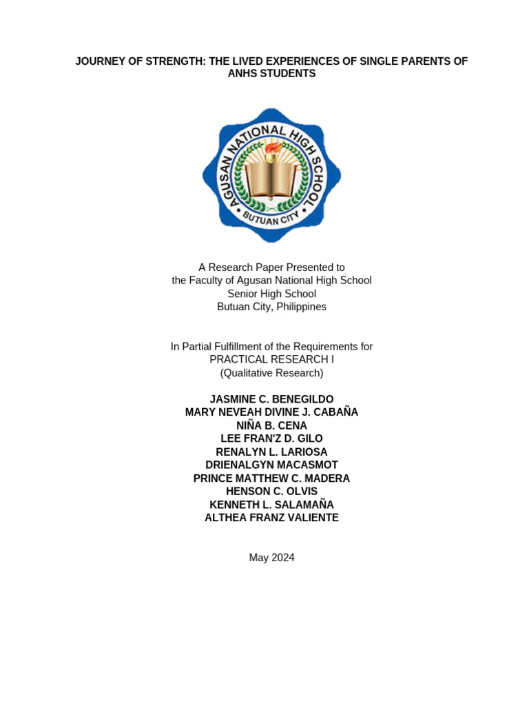 PR_REVISED PAPER_1.1 | PDF | Single Parent | Methodology