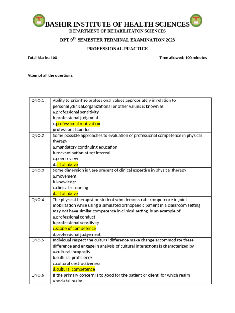 Professional Practice | PDF | Physical Therapy | Medicine
