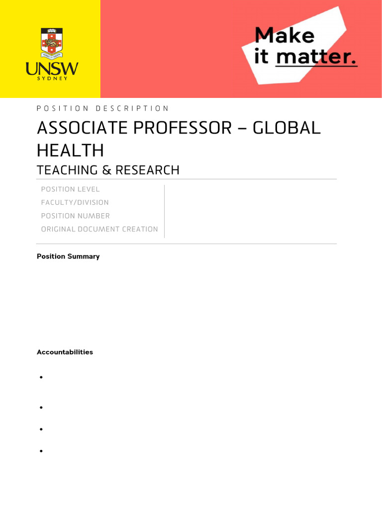 Associate Professor Global Health Level D | PDF | Postgraduate ...