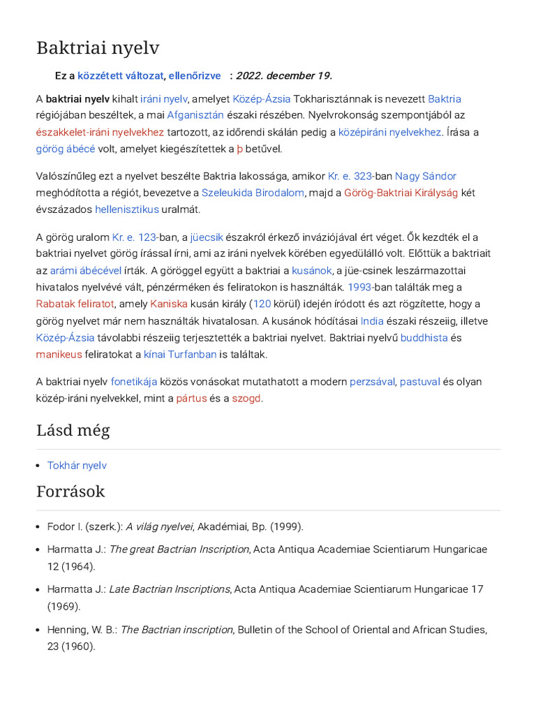 Baktriai Nyelv | PDF