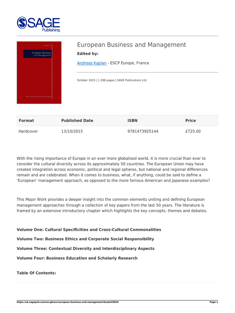 European Business and Management | PDF | Corporate Social ...