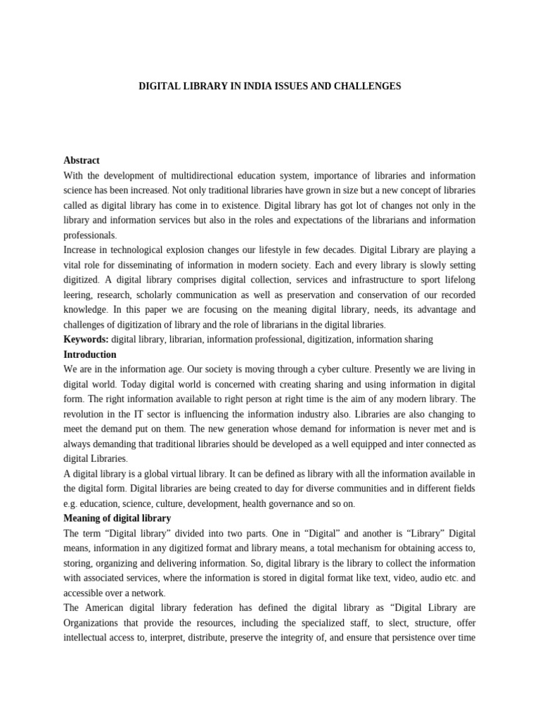 4 Digital Library in India Issues and Challenges | PDF | Libraries ...