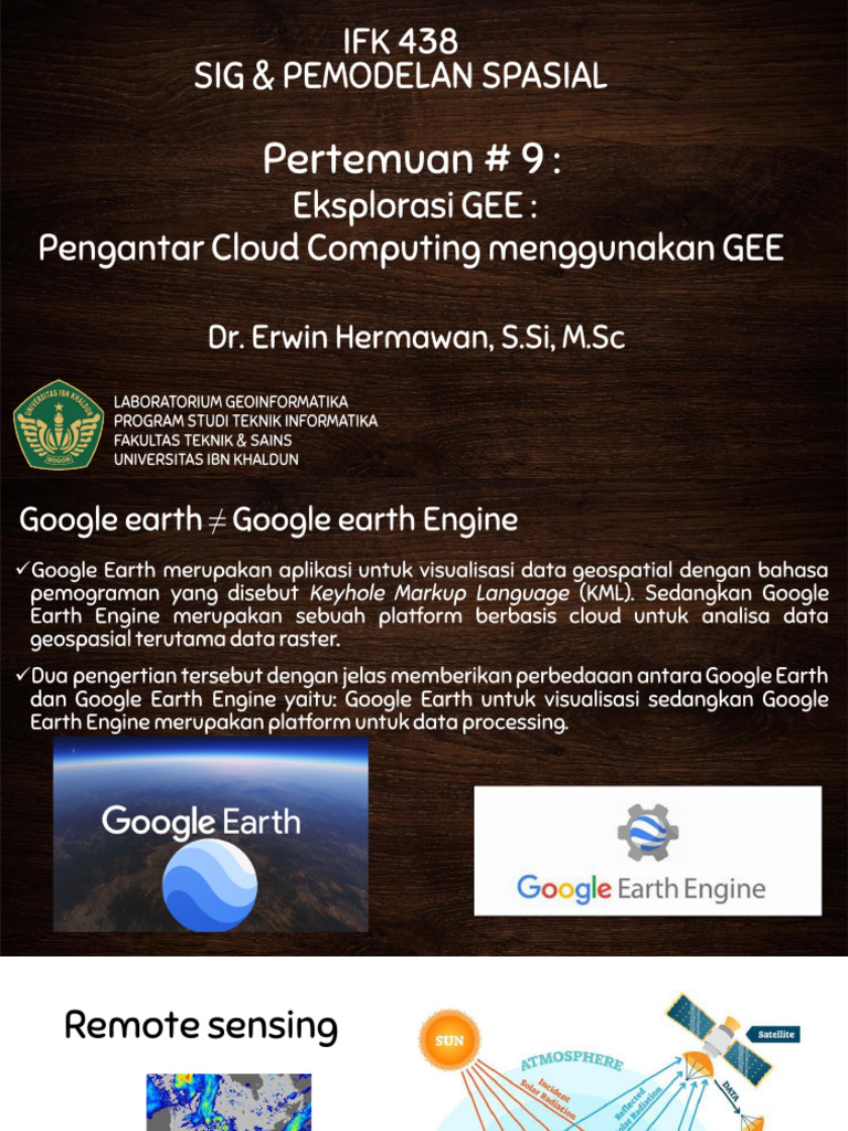 IFK 438 - Pertemuan Ke 9 - Eksplorasi GEE - Pengantar Cloud Computing Menggunakan GEE | PDF