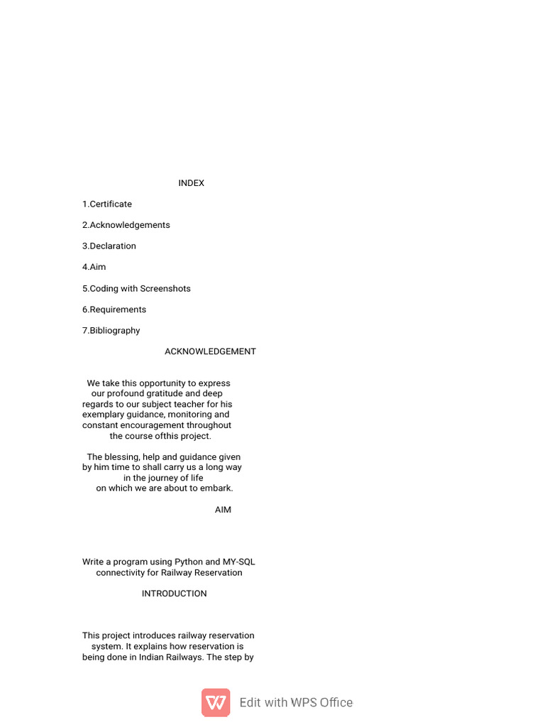 Railway Reservation System | PDF | Python (Programming Language ...