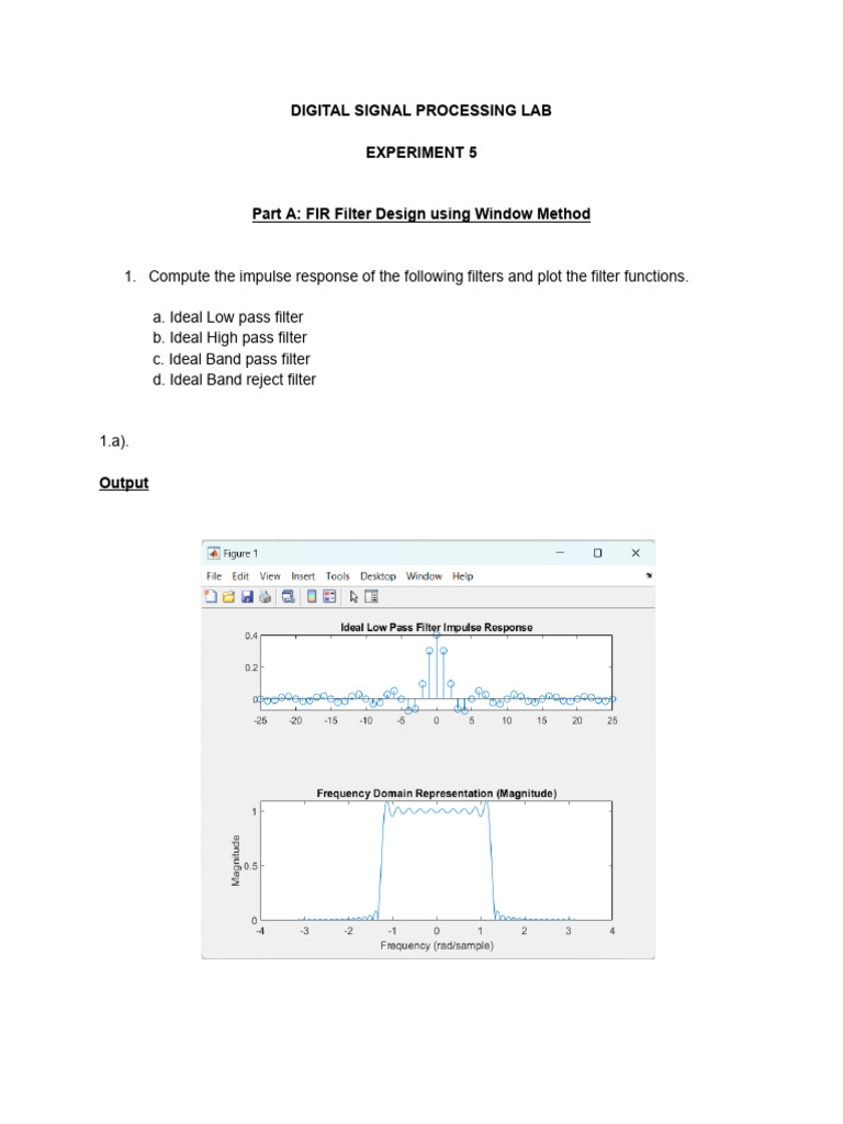 DSP Experiment 5 Lab Report | PDF | Filter (Signal Processing) | Digital Signal Processing