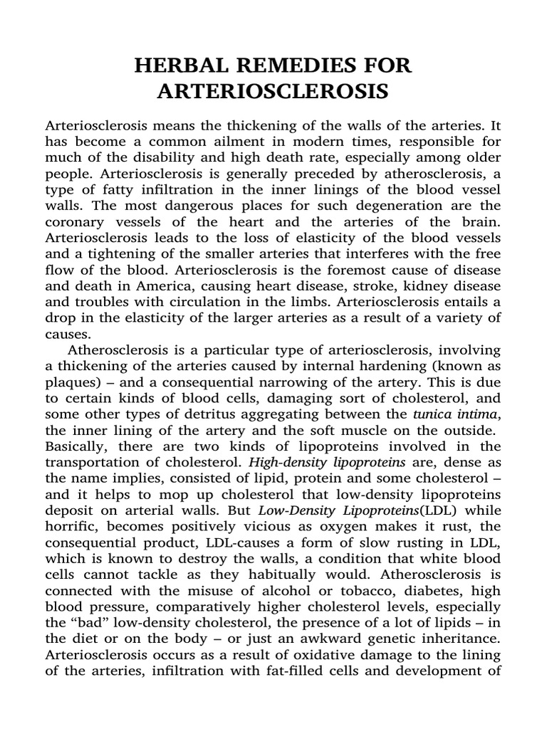 Alchemy of Herbal Medicine Arteriosclerosis | PDF | Atherosclerosis | Artery