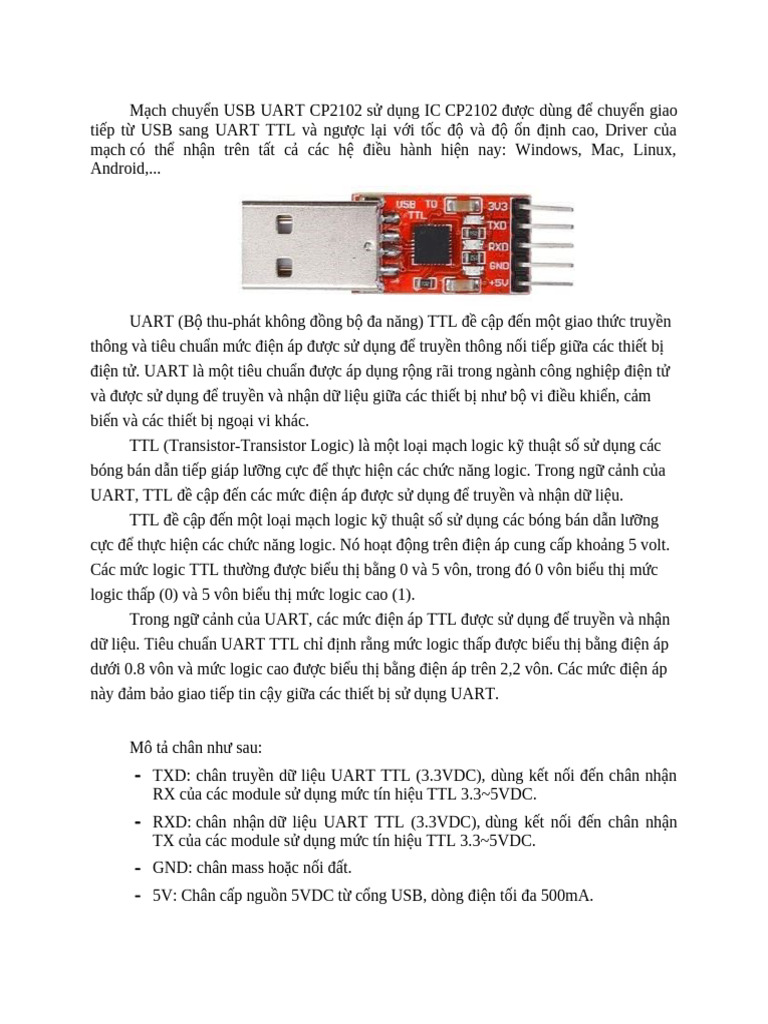 Mạch chuyển USB UART CP2102 | PDF