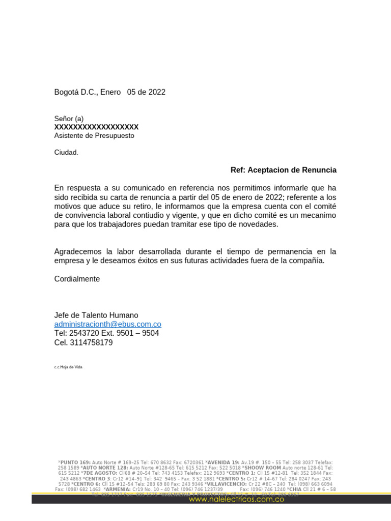 Aceptacion de Renuncia Daniel Garzon | PDF