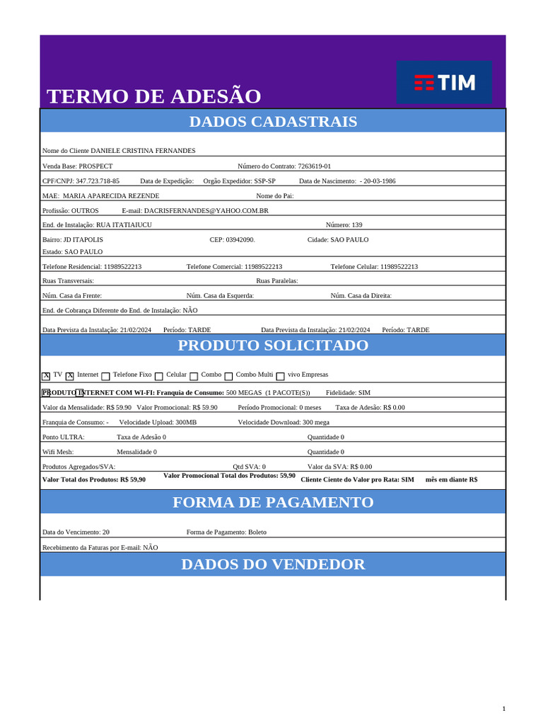 Termo de Adesão de Serviços TIM | PDF | Publicidade | Informática