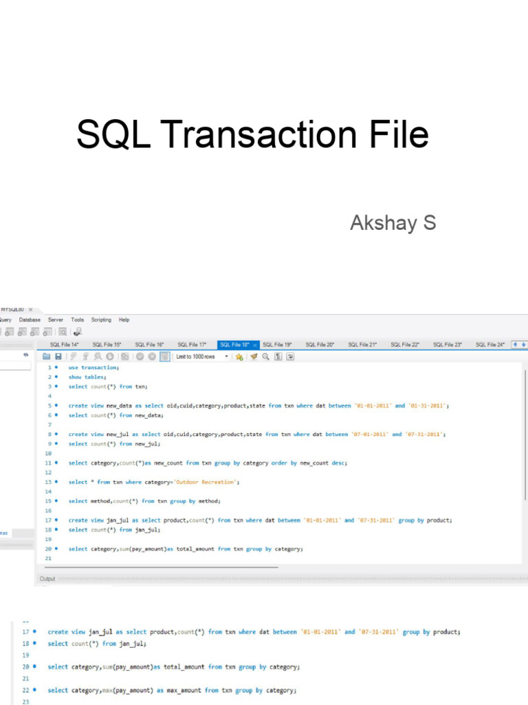 SQL Transaction File Overview | PDF