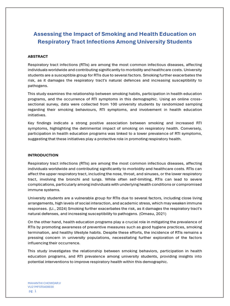 SMOKING SURVEY REPORT | PDF | Addiction | Tobacco Smoking