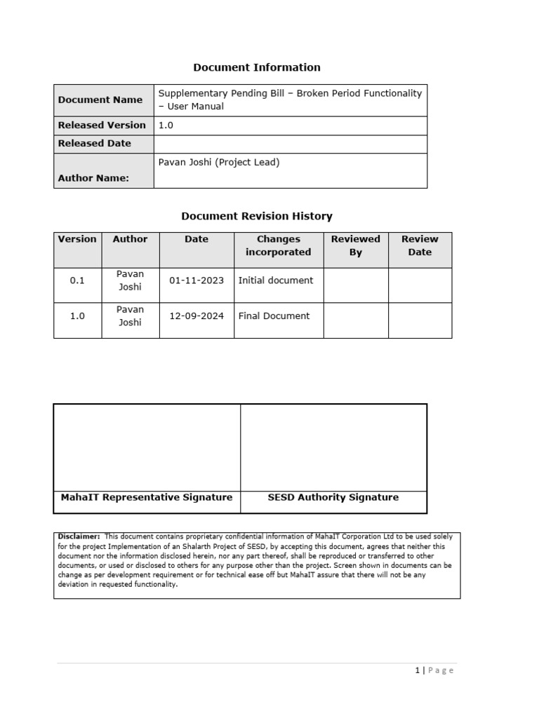 Supplementary Pending Bill User Manual | PDF | Computing