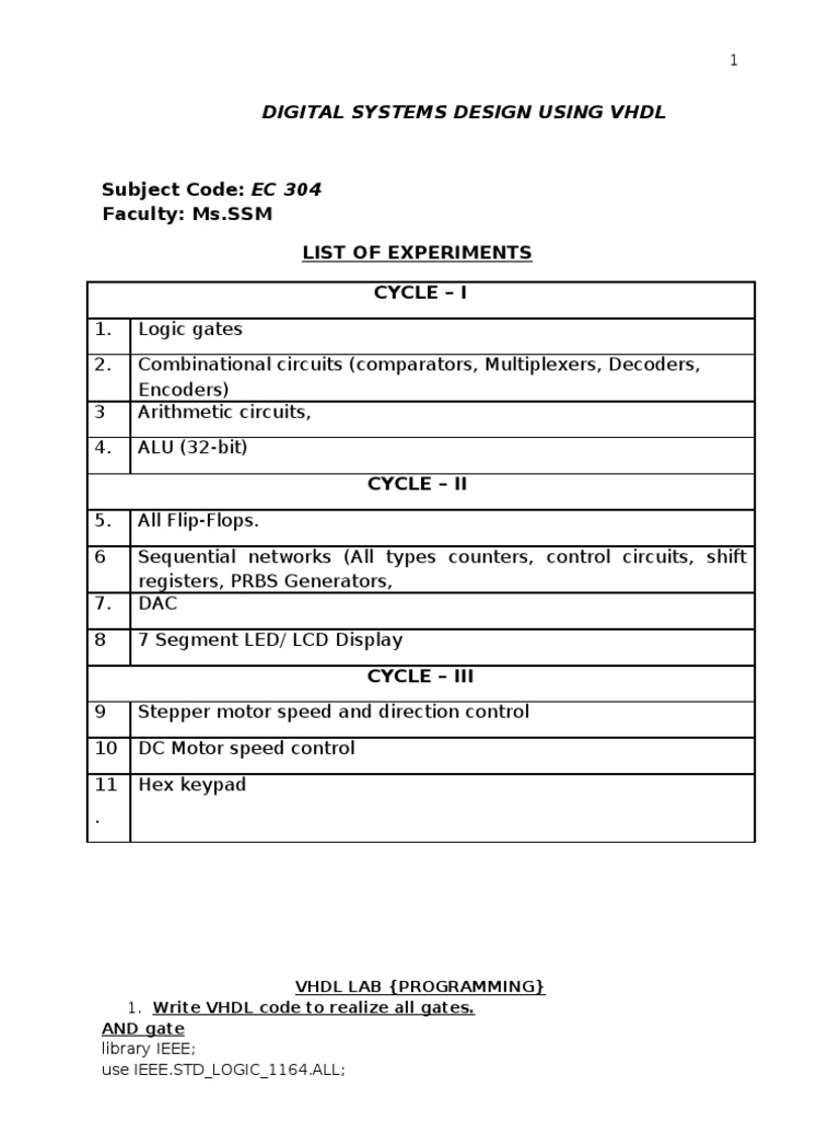 VHDL Lab Experiments Guide | PDF | Vhdl | Electronic Design