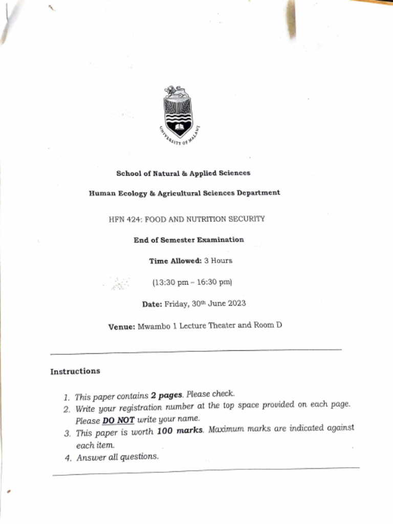 Food and Nutrition Security | PDF