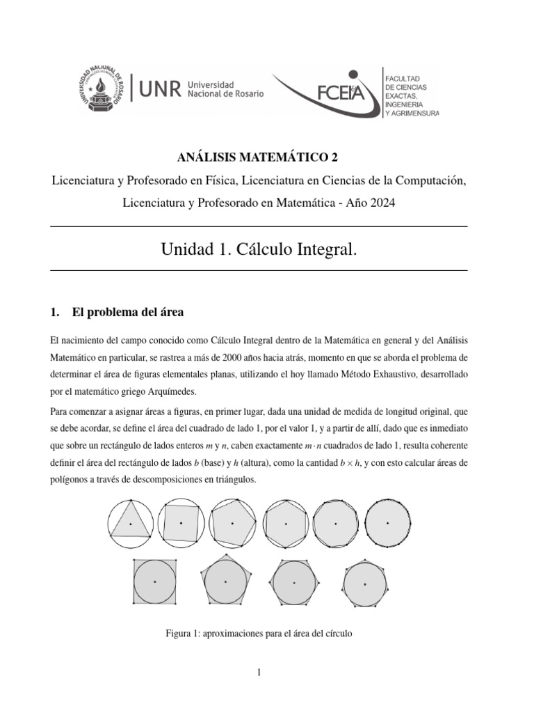 Unidad 1. C Alculo Integral.: AN Alisis Matem Atico 2 | PDF | Integral | Análisis matemático