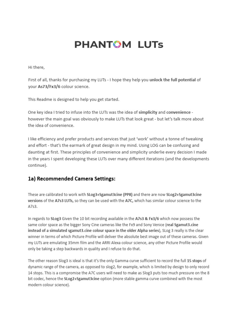 Phantom LUTs | PDF | Exposure (Photography) | Imaging