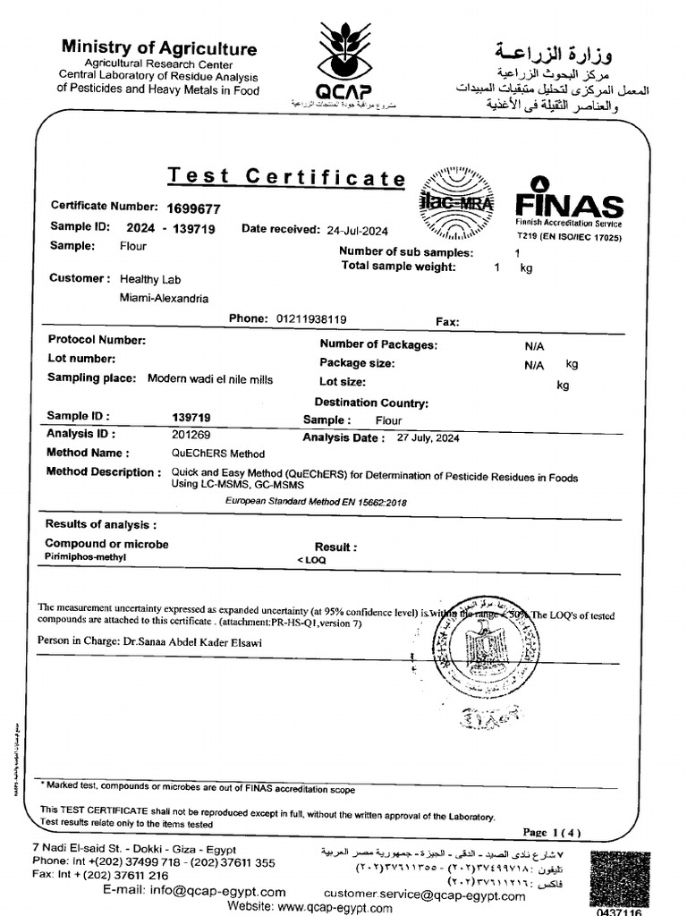 Certifi: Finas | PDF | Detection Limit | Analytical Chemistry