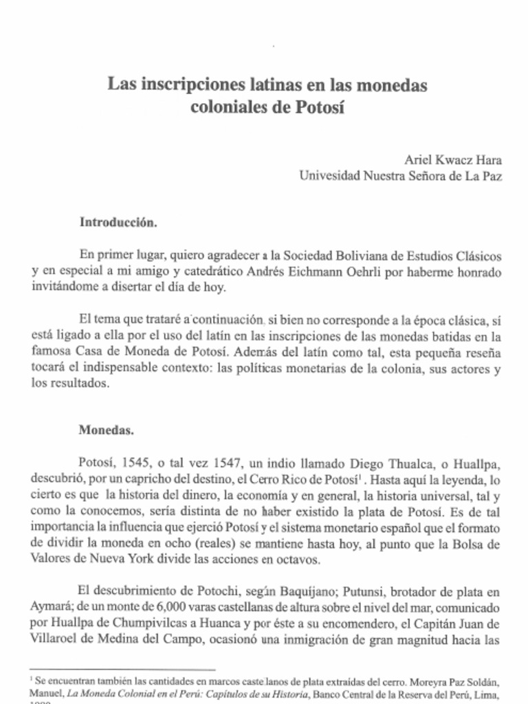 7 Kwacz-Las Inscripciones Latinas en Las Monedas Coloniales de Potosi | PDF
