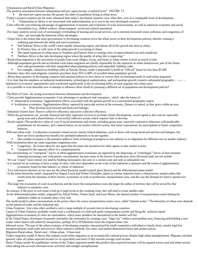 Urbanization and Rural Urban Migration | PDF | Urbanization | Economics