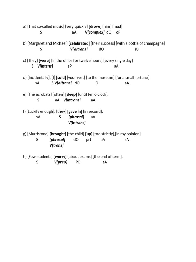 Sentence Structure Analysis Examples | PDF