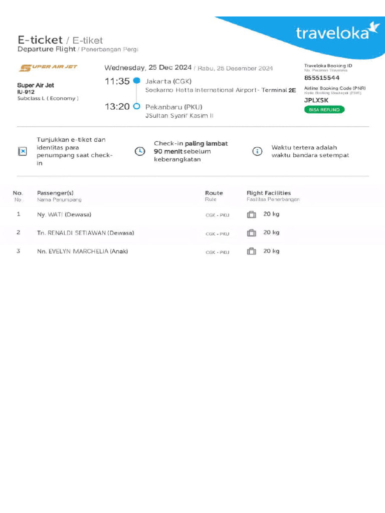 [Traveloka] E-ticket Super Air Jet | PDF