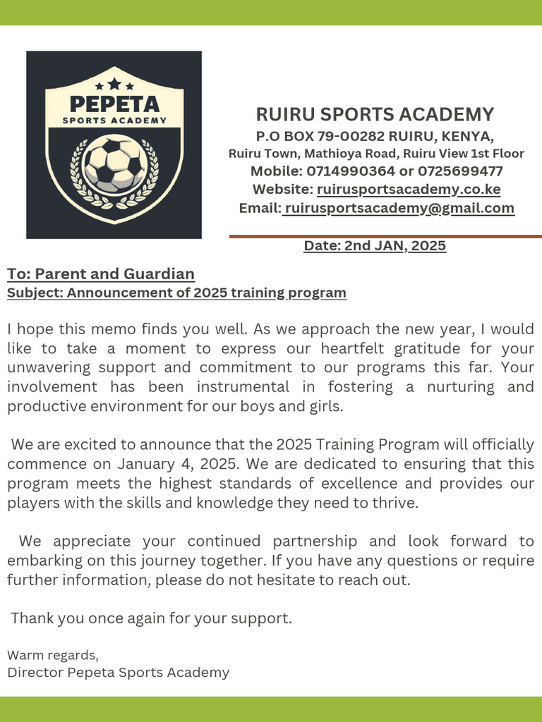2025 Training Program Announcement | PDF