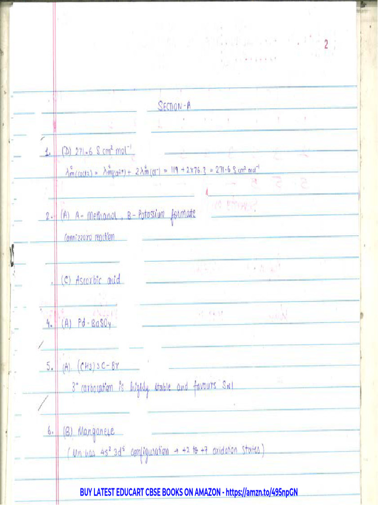 2024 CBSE 12 Chemistry Topper Answer Sheet | PDF