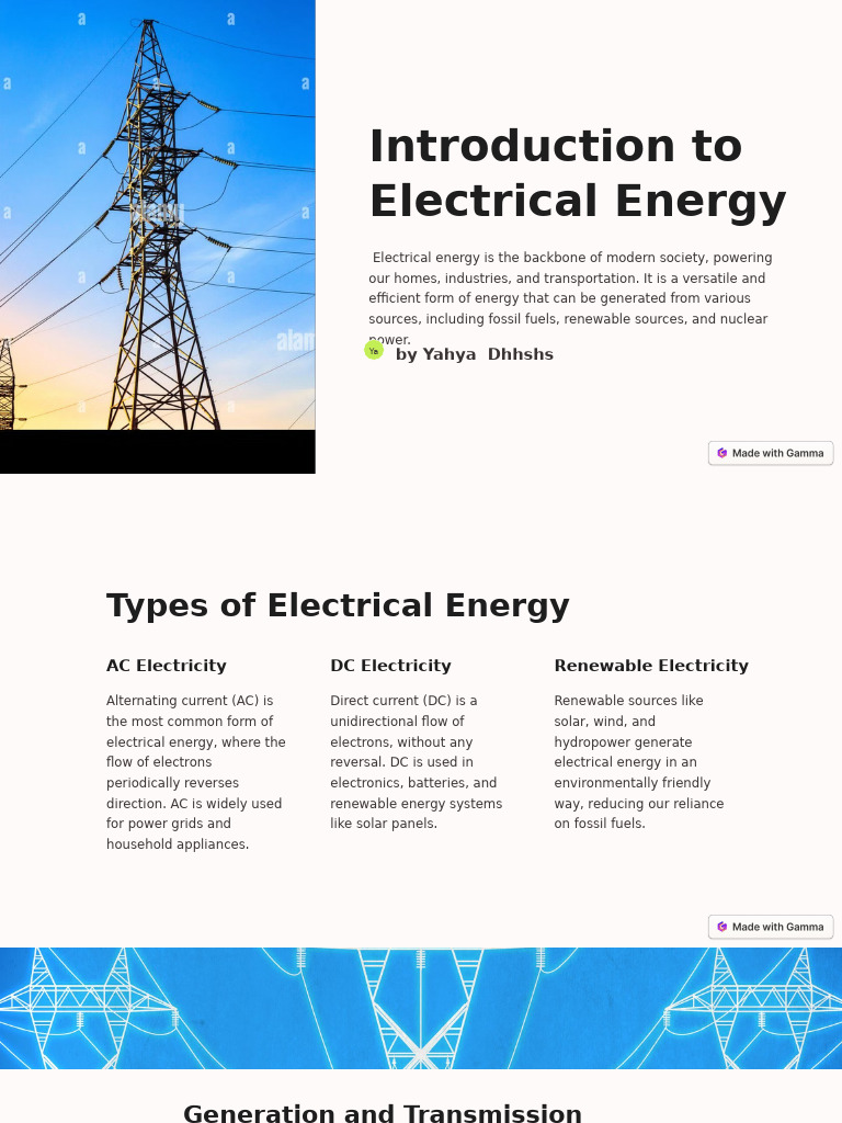 Introduction To Electrical Energy | PDF | Renewable Energy | Energy Conservation