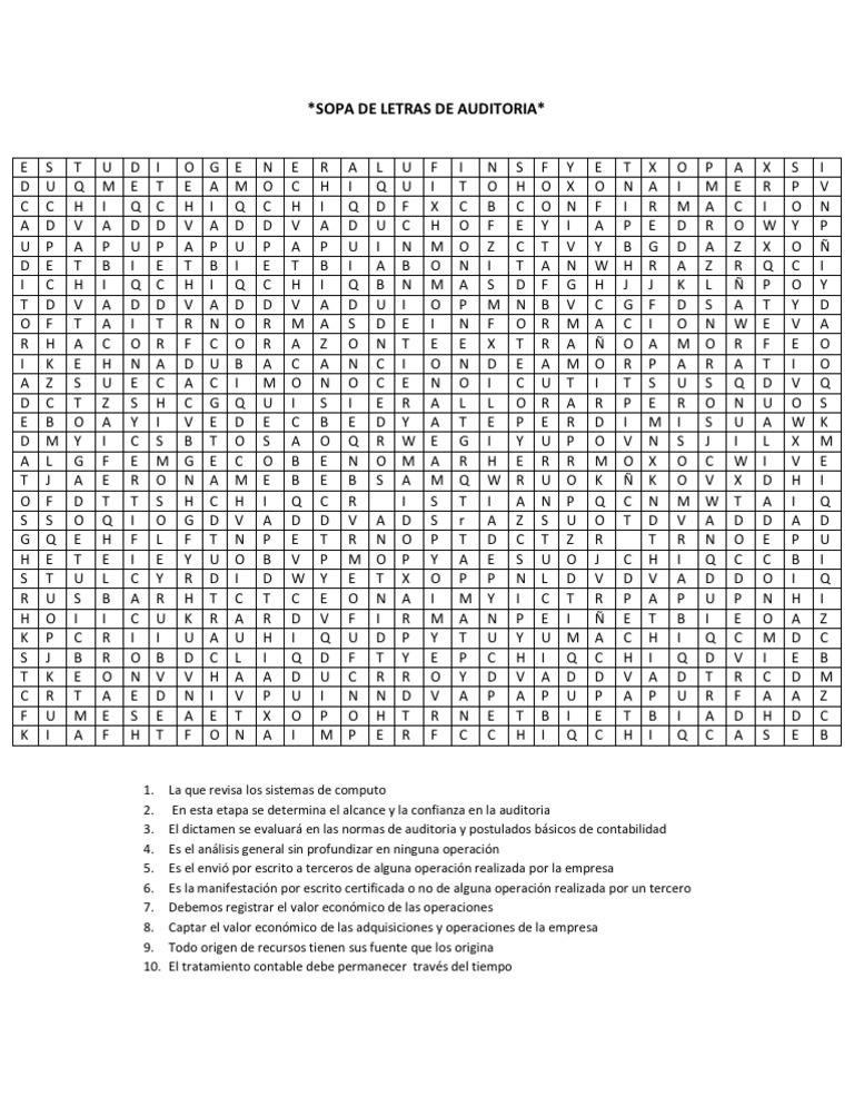 Sopa de Letras de Auditoria