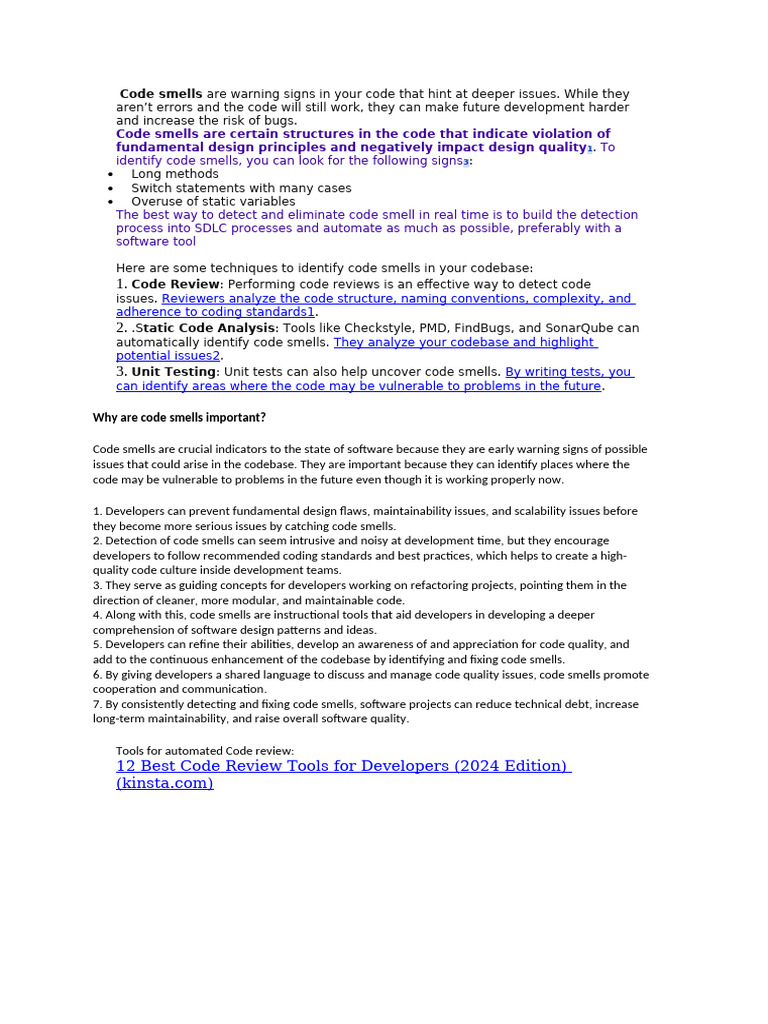 Identifying Code Smells | PDF | Software Quality | Unit Testing