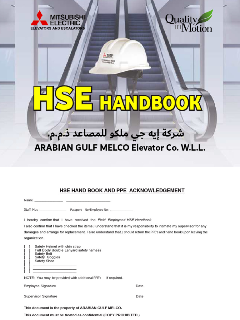 HSE Handbook - AG Melco 20241117 | PDF | Ladder | Elevator