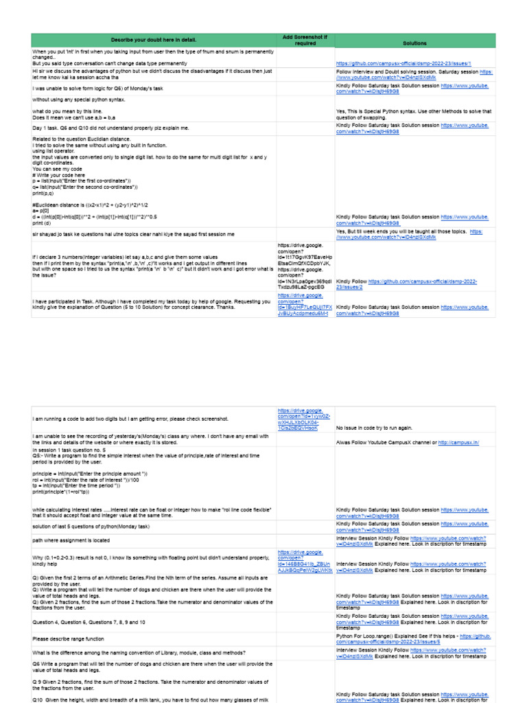 Week 1 - All Doubts and Solutions | PDF | String (Computer Science ...