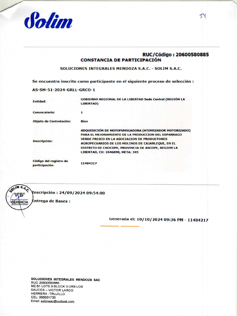 Propuesta Motopulverizadoras Solim | PDF