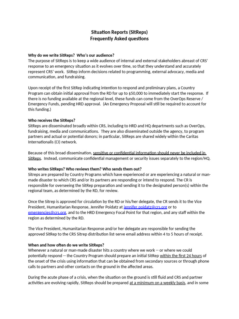 Situation Report Template Updated Apr 2021 1 | PDF | Congressional ...