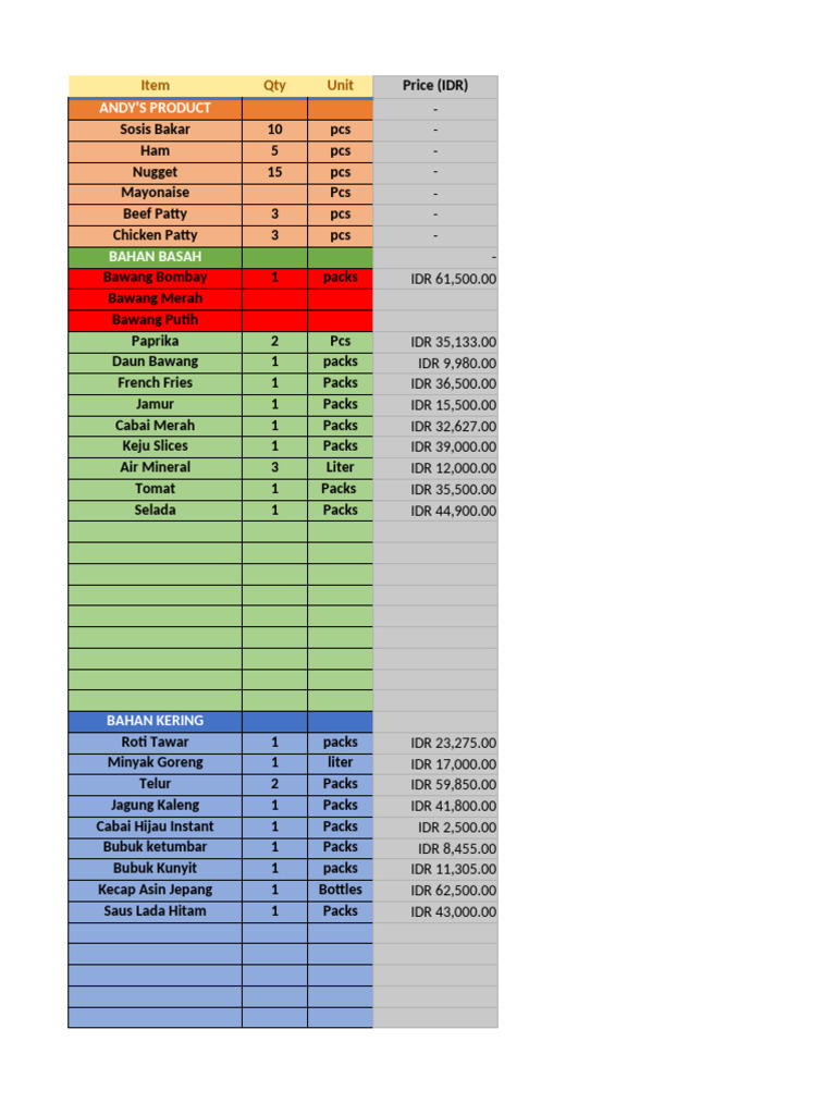 Purchase List Recipe 4.0 For Rick | PDF
