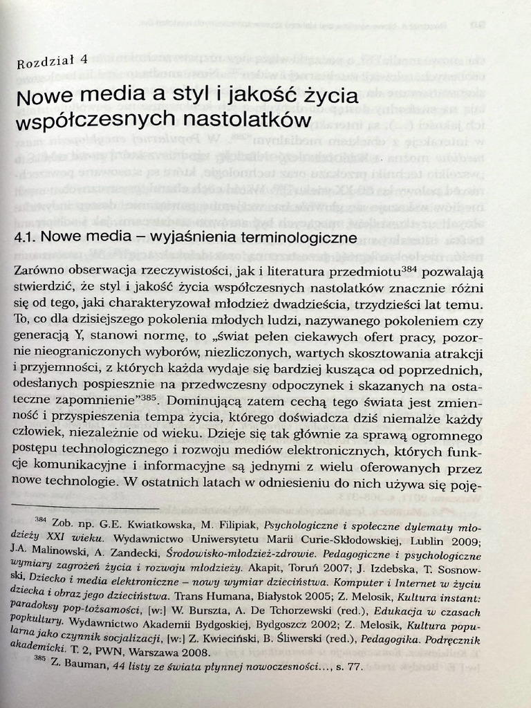 Nowe Media a Styl i Jakosc Zycia Nastolatkow | PDF