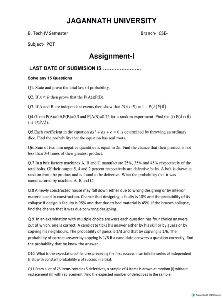 ASSIGNMENTS 1,2,3,4,5 OF POT | PDF