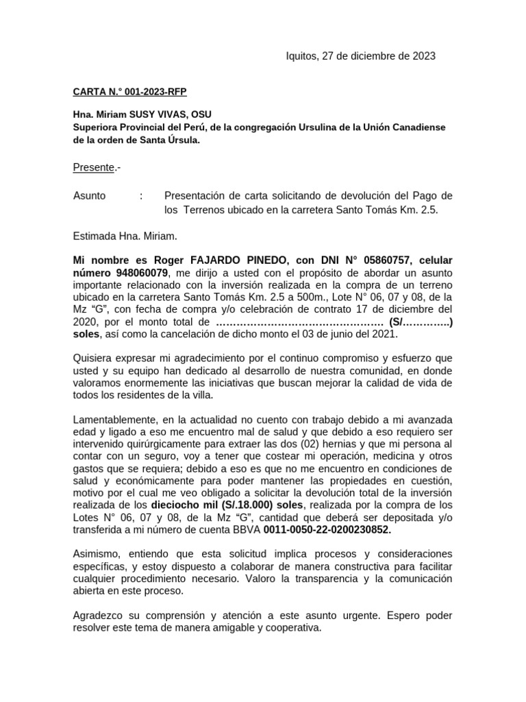 Carta 001 - 2013 Osu Don Roger | PDF