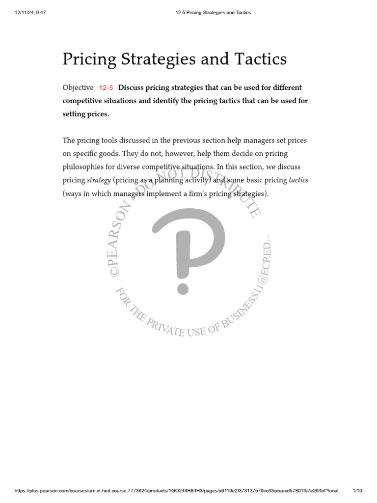 12.5 Pricing Strategies and Tactics | PDF | Pricing | Dumping (Pricing ...