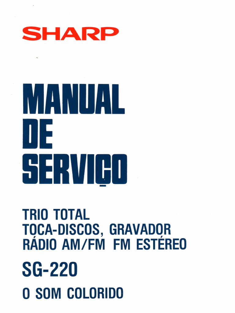 Manual de Servico 3 em 1 Sharp Modelo Sg-220 600 Dpi | PDF