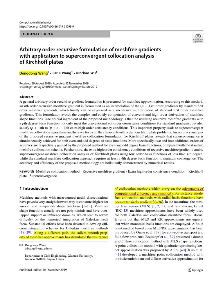 Arbitrary Order Recursive Formulation of Meshfree Gradients With Application | PDF | Subtraction ...