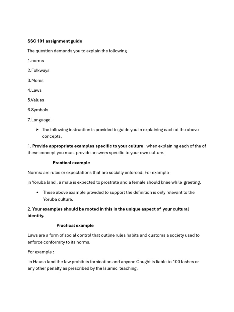 SSC 101 Assignment Guide by Barr - Daniel | PDF