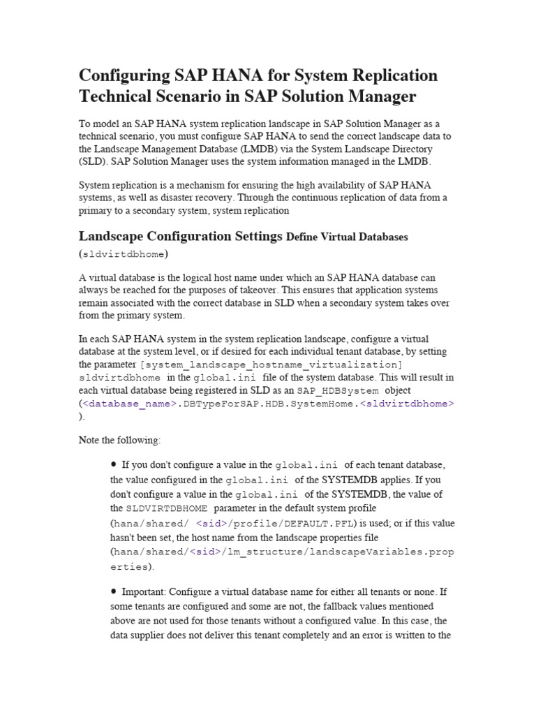 SAHANA For System Replication in SAP Solution Manager | PDF | Databases ...